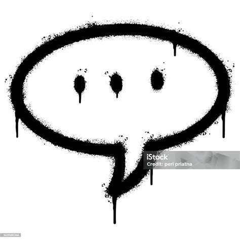 스프레이 페인티드 그래피티 말풍선 아이콘 흰색 배경으로 격리된 스프레이 그래피티 흰색 위에 검은색으로 오버레이 스프레이가 있는