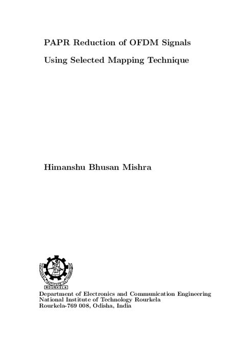 Pdf Papr Reduction Of Ofdm Signals Using Selected Mapping Technique