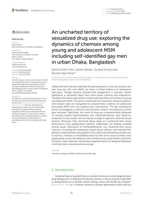 Pdf An Uncharted Territory Of Sexualized Drug Use Exploring The