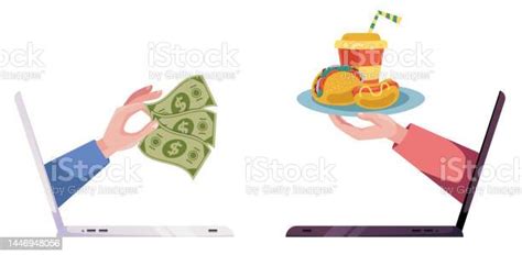 패스트 푸드 배달 주문 온라인 지불 개념 벡터 디자인 그래픽 일러스트 레이 션 요소 개에 대한 스톡 벡터 아트 및 기타 이미지 개 개념 구매 Istock