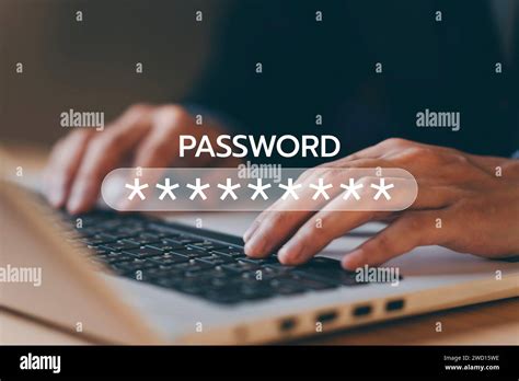Typing Password On Laptop Cyber Security Data Protection Information
