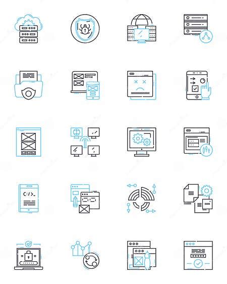 Web Computing Linear Icons Set Browser Html Javascript Css Server