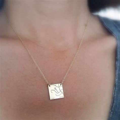 Map Necklace Custom Map Necklace GPS Necklace Map Jewelry Latitude