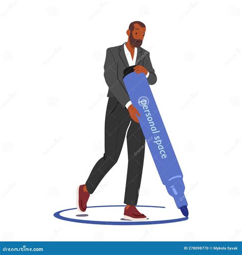 Man Drawing Circle Around Himself Creating A Personal Boundary