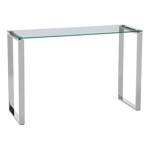 Alluras Clear Glass Console Table With Silver Sled Legs Furniture In
