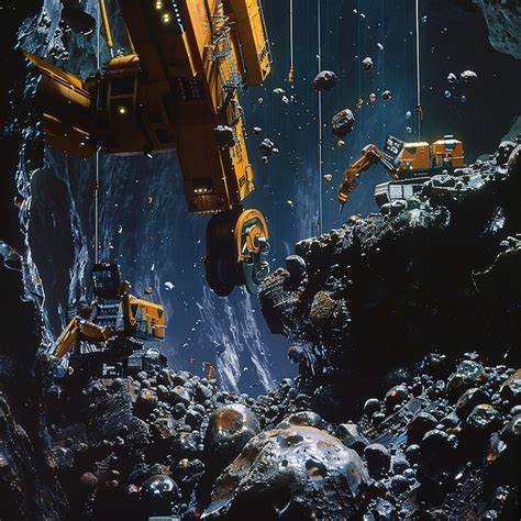 Realistic Asteroid Mining Operation In Deep Space Premium Ai