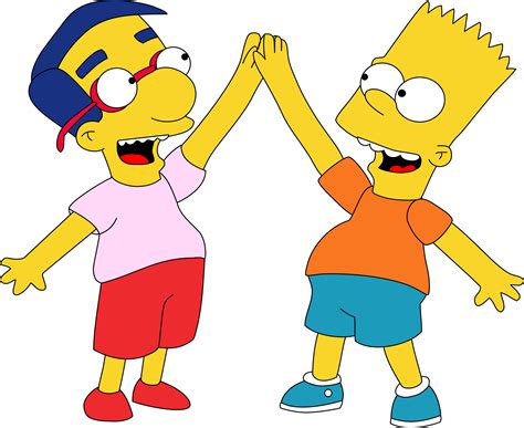Bart And Milhouse Hi Five Best Friends Cartoon Friend Cartoon Best Friend S