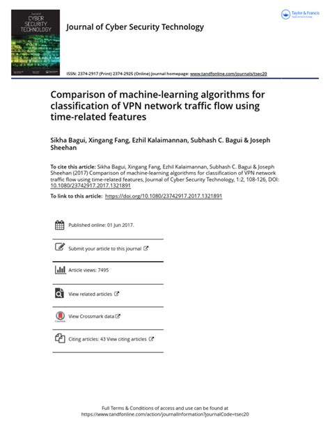 Comparison Of Machine Learning Algorithms For Classification Of Vpn