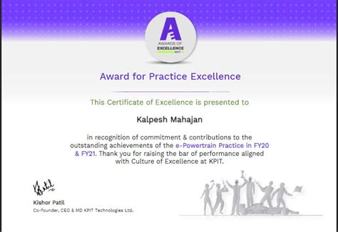 Kalpesh Mahajan On Linkedin Appreciation Cultureofexcellence Kpit