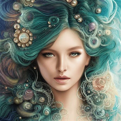 Amazing Detailed Beautiful Mermaid Portrait · Creative Fabrica