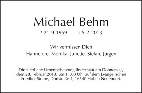 Traueranzeigen Von Michael Behm Tagesspiegel Trauer