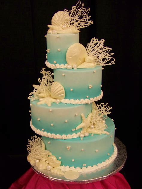 Beach Cakekind Of Like The Staggered Layers Beach Theme Wedding