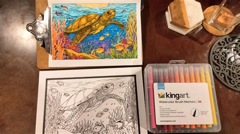 Watercolor Marker Turtle Finished Rcoloring