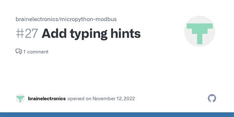 Add Typing Hints Issue Brainelectronics Micropython Modbus Github