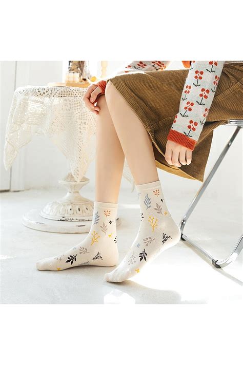 Cottagecore Japanese Print Long Socks Сottagecore Clothes