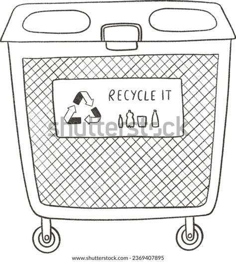 Container Collecting Recyclable Plastic Watercolor Outline Stock