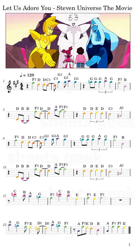 Let Us Adore You Steven Universe The Movie Easy Sheet Music