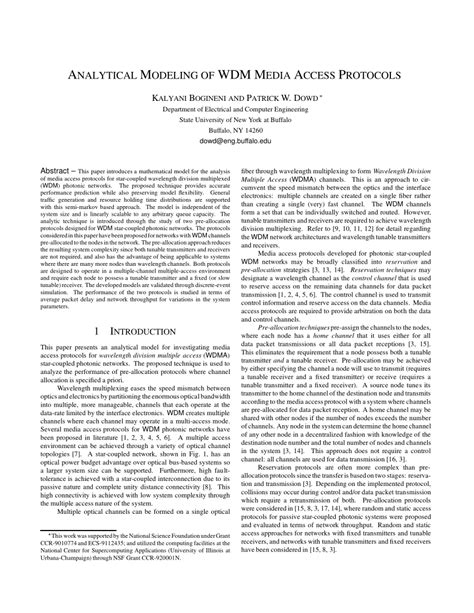 Pdf Analytical Modeling Of Wdm Media Access Protocols