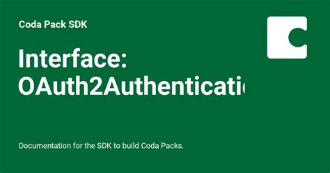 interface oauth2authentication coda pack sdk