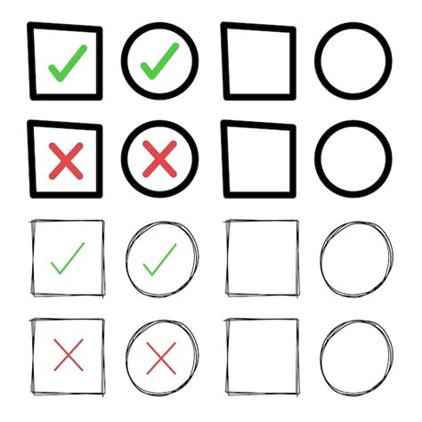 Free Vector Doodle Check Cross Marks Circles And Boxes