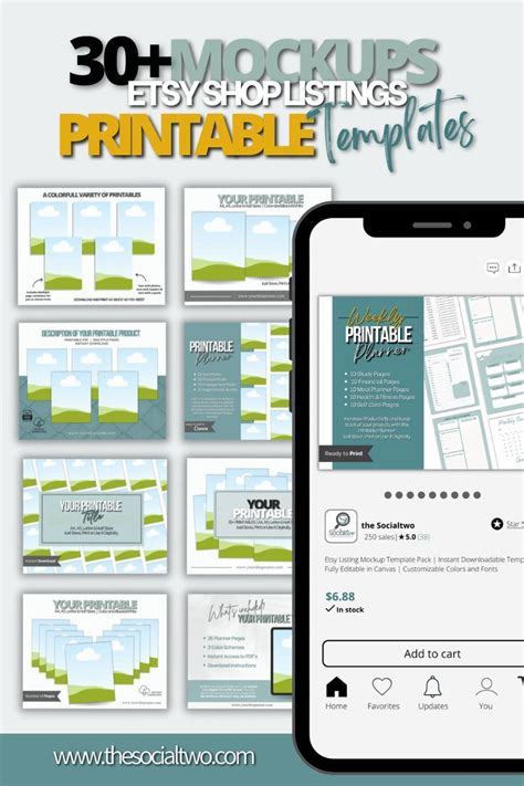 30 Etsy Fully Editable Printable Products Listing Templates Printable