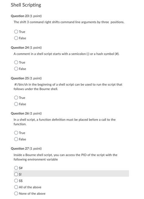 Solved Shell Scripting Question 23 1 Point The Shift 3