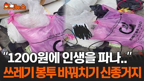 남의 쓰레기 쏟고 종량제 봉투 바꿔치기 하는 신종거지 출현 핫픽뉴스 Youtube