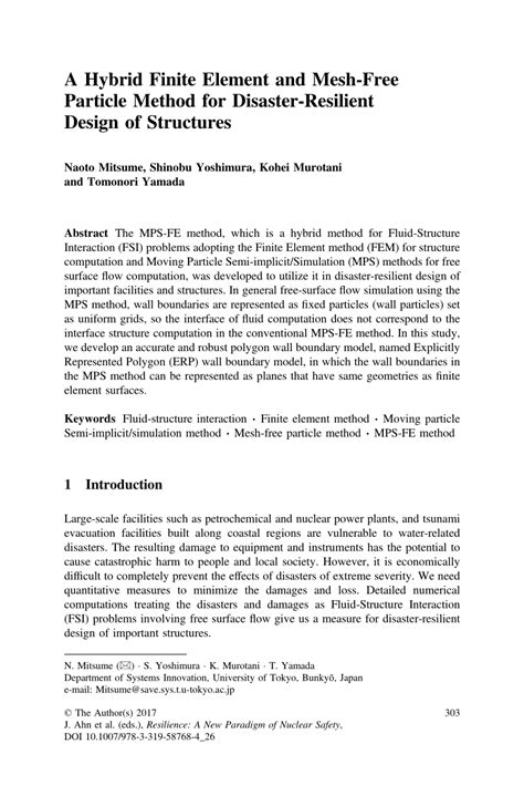 PDF A Hybrid Finite Element And Mesh Free Particle Method For Disaster Resilient Design Of