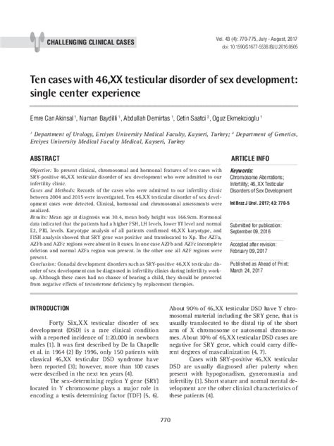 Pdf Ten Cases With 46xx Testicular Disorder Of Sex Development