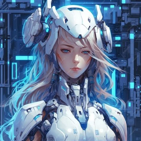 Premium Ai Image Anime Humanoid Robot With A White Lab Background