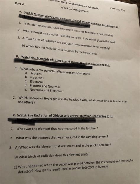 Solved Part A For Math Problems To Earn Full Credit Week 10