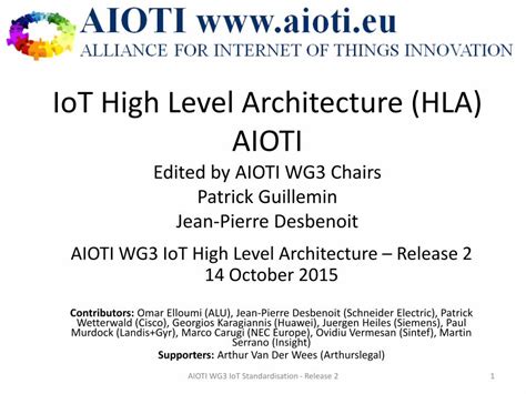 Pdf Iot High Level Architecture Hla Aioti Etsi