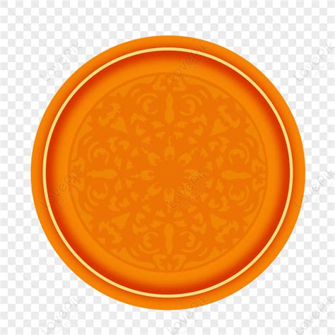 한국 일러스트 전통 문양 주황색 원반 추상 테두리창작 패턴라인 패턴