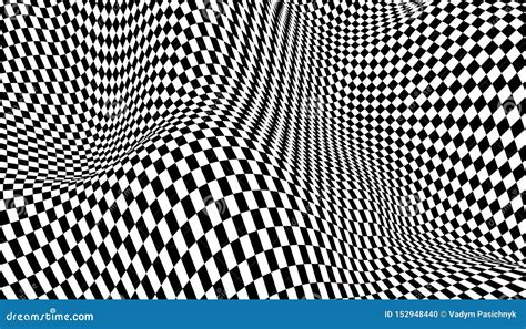 Optical Illusion Wave Chess Waves Board Abstract 3d Black And White Illusions Stock