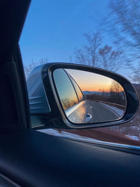 Car Rearview Mirror Aesthetic•sunset Rearview Mirror Photo