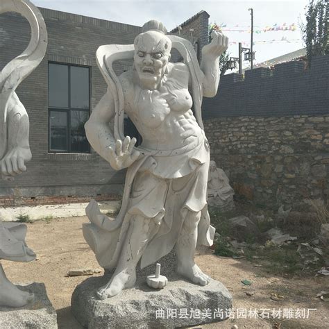 青石哼哈二将石雕 花岗岩四大天王佛像加工寺庙罗汉佛像雕塑 阿里巴巴