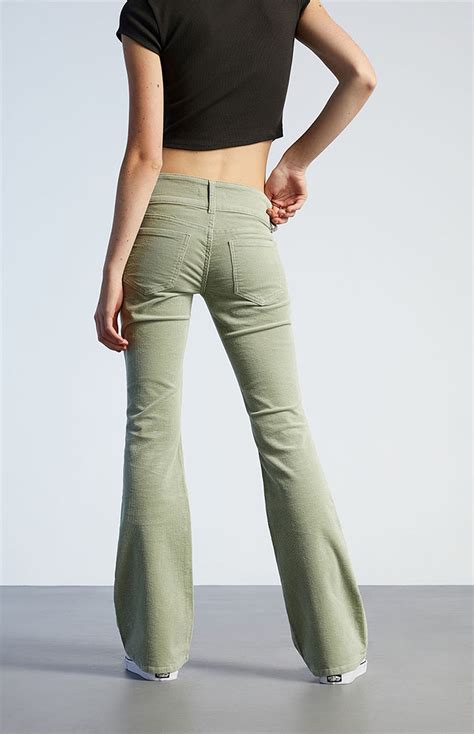 Pacsun Green Corduroy Low Rise Bootcut Jeans Pacsun