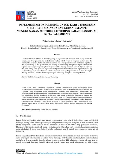 Pdf Implementasi Data Mining Untuk Kartu Indonesia Sehat Bagi