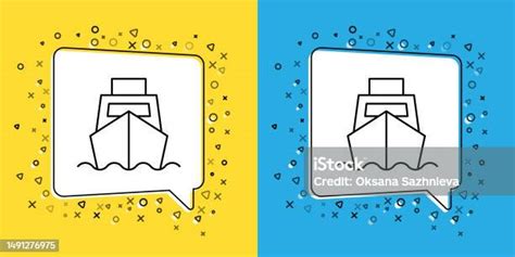 노란색과 파란색 배경에 분리된 상자 배달 서비스 아이콘이 있는 화물선을 설정합니다 배달 운송 소포 상자 상품을 가진 화물선 벡터 나름에 대한 스톡 벡터 아트 및 기타 이미지