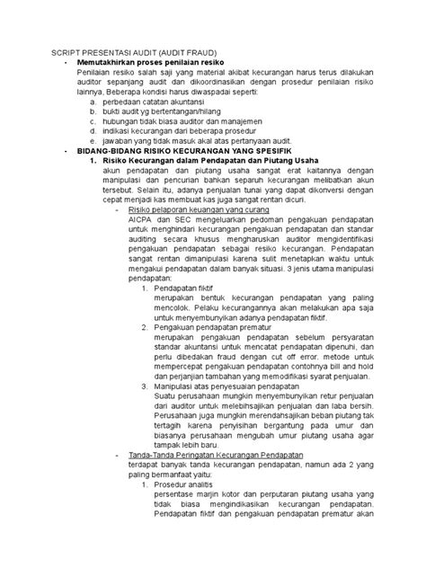 Script Presentasi Audit Audit Fraud Pdf