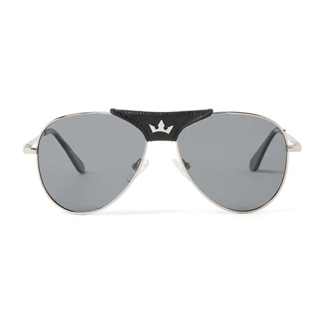 James Aviator Polarized Sunglasses Black Leather Bridge Roderer