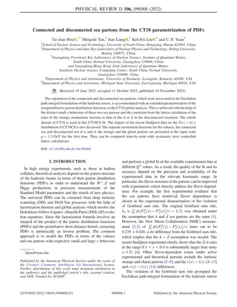 Pdf Connected And Disconnected Sea Partons From The Ct18 Parametrization Of Pdfs