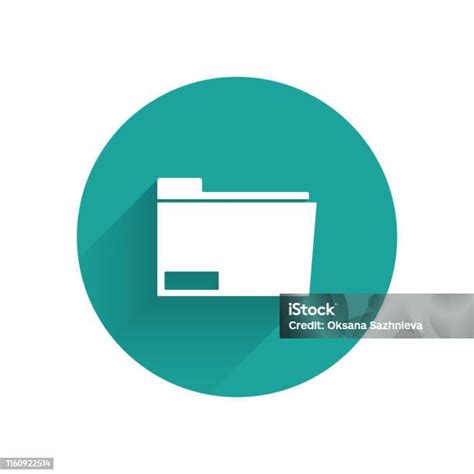 긴 그림자로 격리된 흰색 문서 폴더 아이콘입니다 회계 바인더 기호입니다 부기 관리 녹색 원 버튼입니다 벡터 일러스트레이션 0명에 대한 스톡 벡터 아트 및 기타 이미지