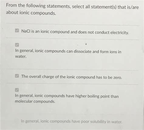 Solved From The Following Statements Select All Chegg