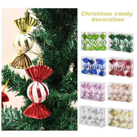 Bigtiny 4 Pcs Christmas Candy Decorations Glitter Hanging Candy