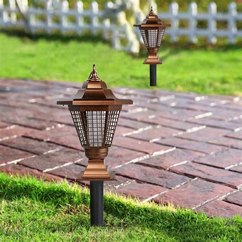 Solar Powered Led Light Mosquito Pest Bug Zapper Insect Lamp Garden