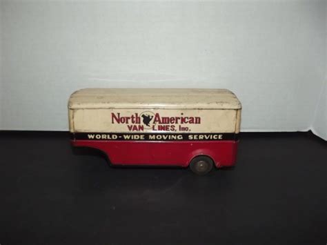 Tin Friction North American Van Lines Moving Service Trailer Toy Truck