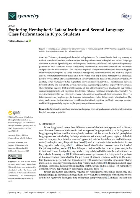 Pdf Exploring Hemispheric Lateralization And Second Language Class