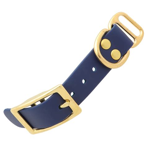 Navy Blue And Brass 25 Mm Biothane Adapter With Rivets