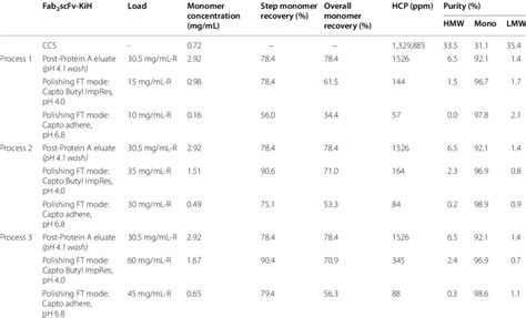 Evaluation Of Different Load Amounts On Polishing Steps For Fab 2 Scfv